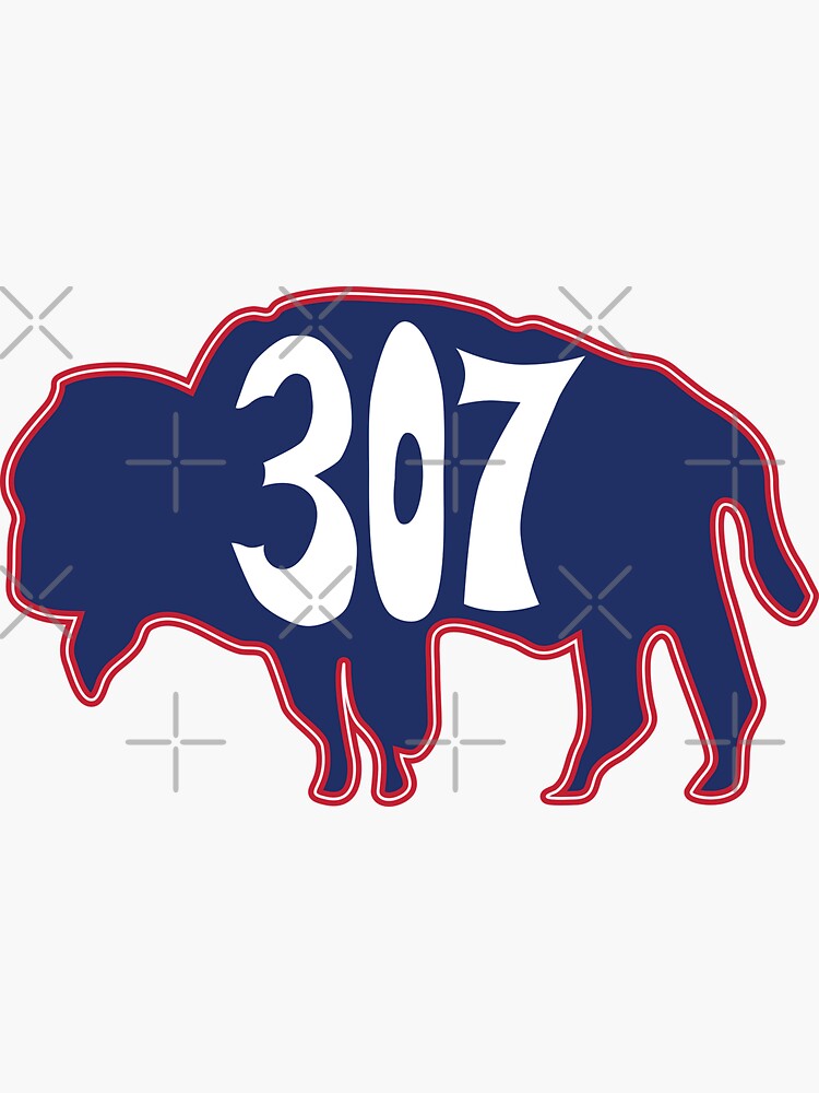 "Hand Drawn Wyoming Buffalo 307 Red Blue Flag" Sticker for Sale by ...