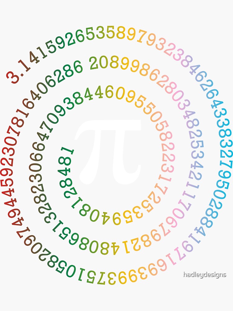 "Pi number sequence spiral Math Nerd Pie Day Funny T Shirt" Sticker by ...