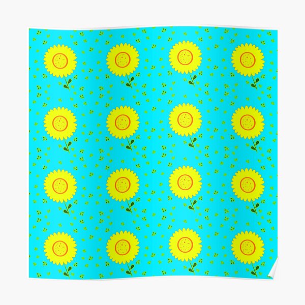 "Aqua Daisy! Fun, bright design - yellow daisies with aqua blue ...