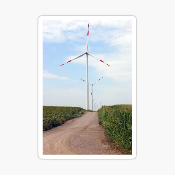 "wind turbines by the country road landscape" Sticker for Sale by ...