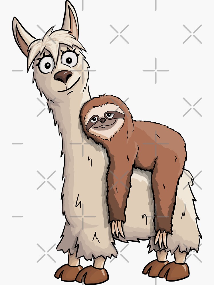 "Funky Chilled Sloth Riding A Fancy LLama Gift" Sticker for Sale by ...
