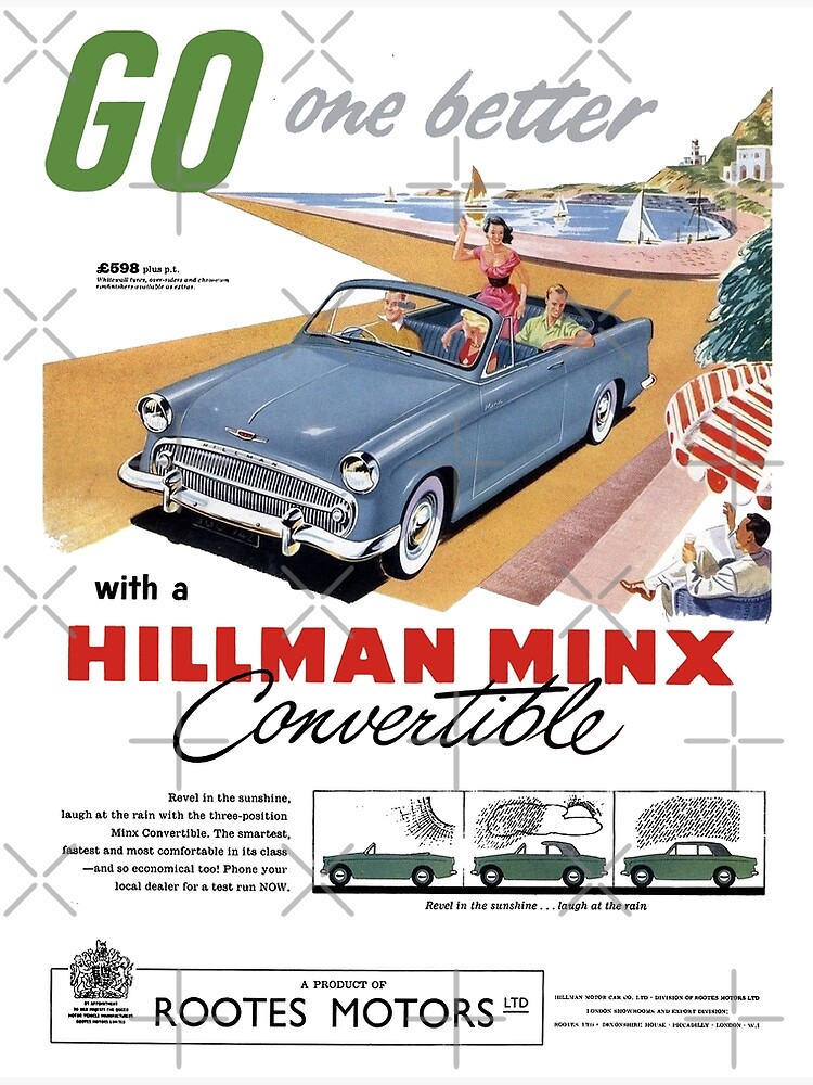 "HILLMAN MINX CONVERTIBLE" Poster by ThrowbackMotors | Redbubble