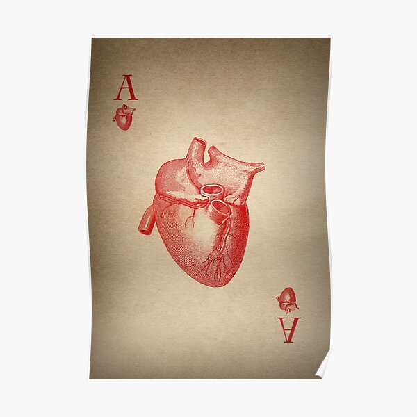 " Vintage Heart Ace of Hearts" Poster for Sale by KittyBitty1 | Redbubble