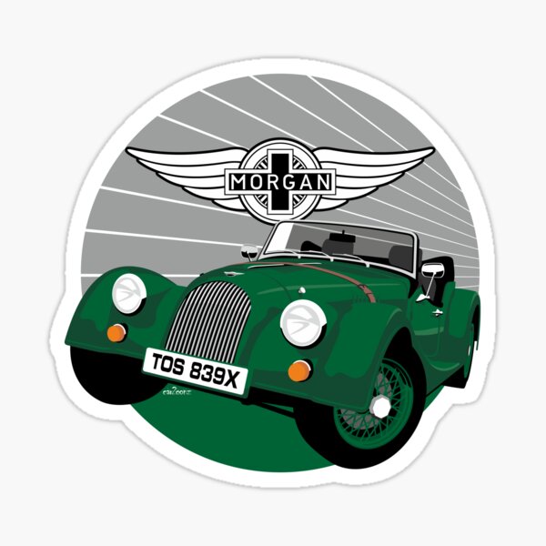 "Morgan Plus4 personalised for TOS 839X" Sticker for Sale by car2oonz ...