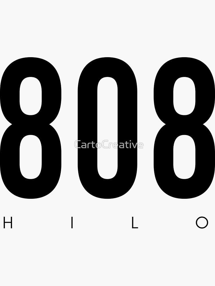 "Hilo, HI - 808 Area Code design" Sticker by CartoCreative | Redbubble
