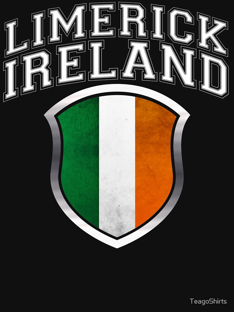 "Limerick Ireland with Distressed Irish Flag Crest" T-shirt for Sale by ...