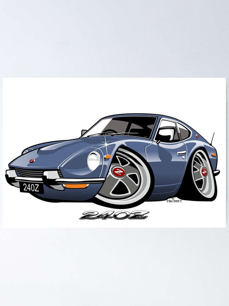 "Datsun 240Z caricature blue" Poster by car2oonz | Redbubble