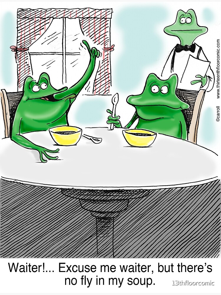 "Two Friendly Frogs, No Fly in My Soup waiter!" Canvas Print for Sale ...