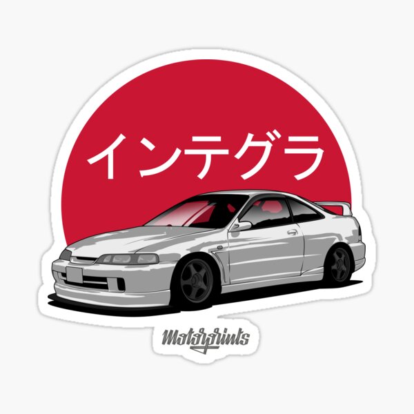 "Integra DC2 (white)" Sticker by MotorPrints | Redbubble