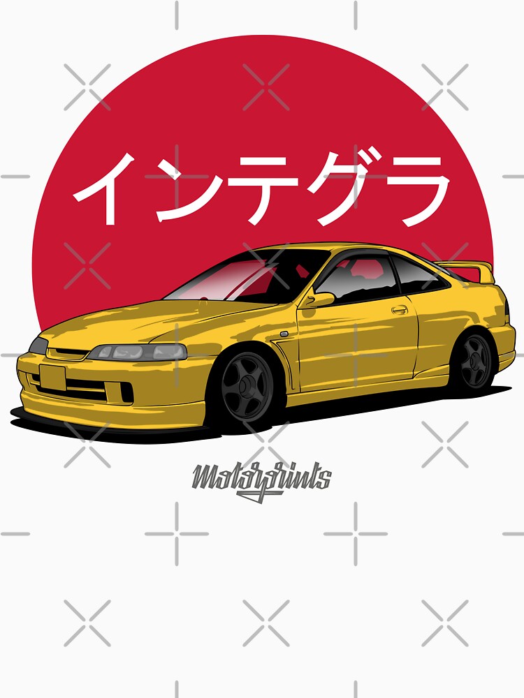 "Integra DC2 (yellow)" T-shirt for Sale by MotorPrints | Redbubble ...