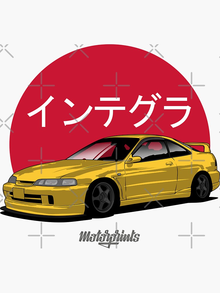 "Integra DC2 (yellow)" Sticker by MotorPrints | Redbubble