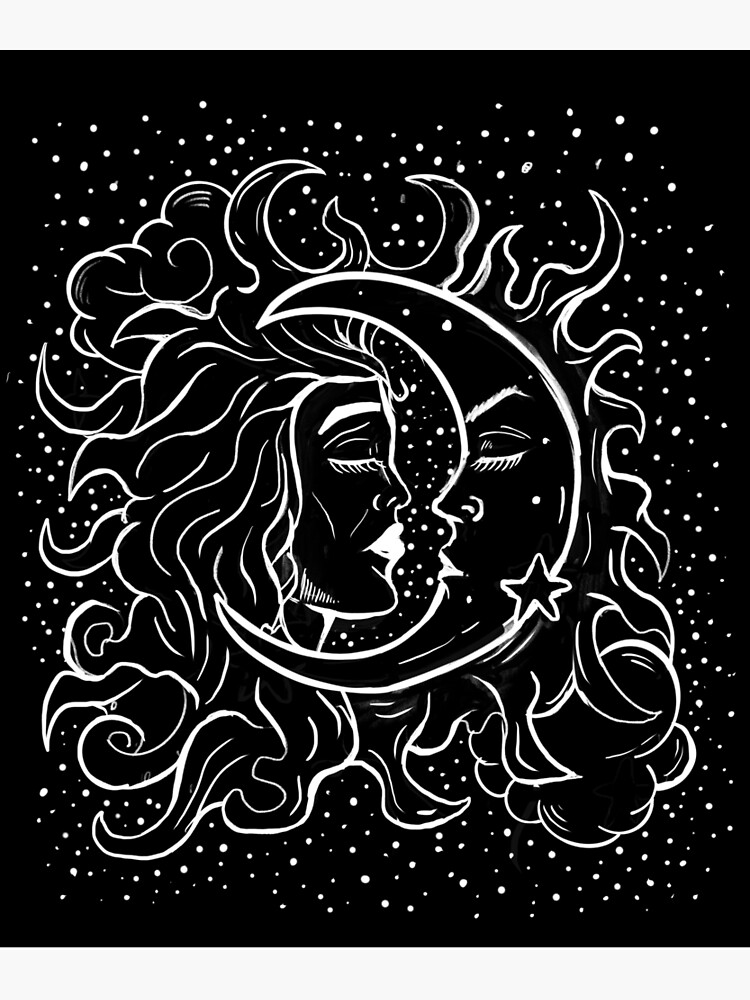 "Sun & Moon Gothic Witchy Hand Drawn Design" Poster for Sale by ...