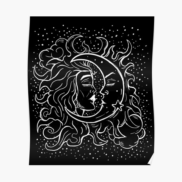 "Sun & Moon Gothic Witchy Hand Drawn Design" Poster for Sale by ...