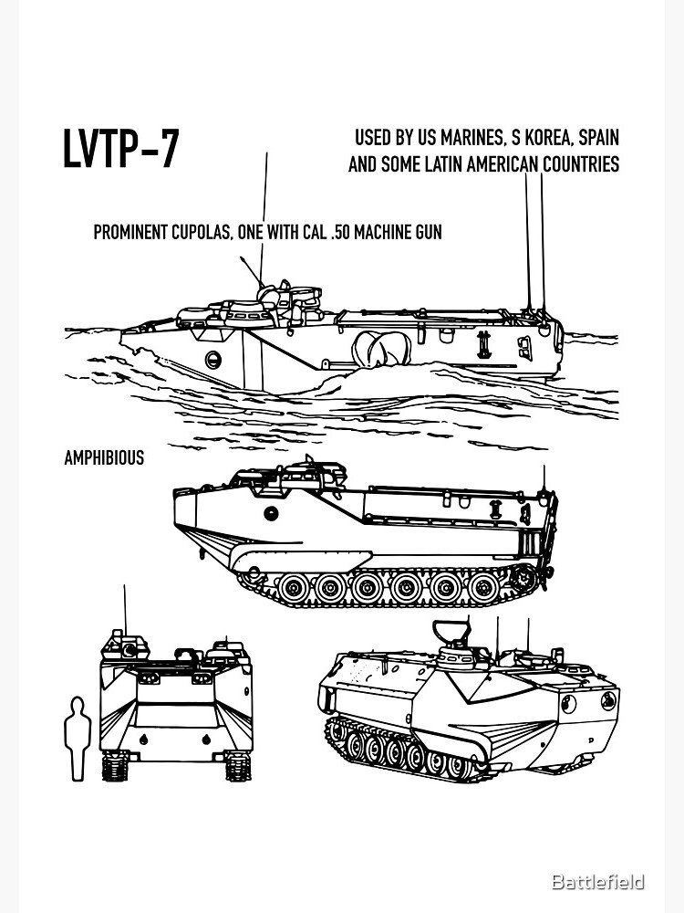 "Amphibious Assault Vehicle AAV-7A1 Schematic Army Tank Recognition ...