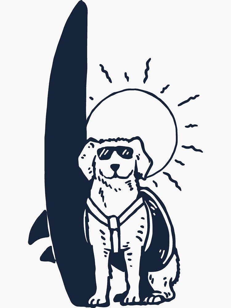 "Surfing Dog" Sticker for Sale by Legendemax | Redbubble