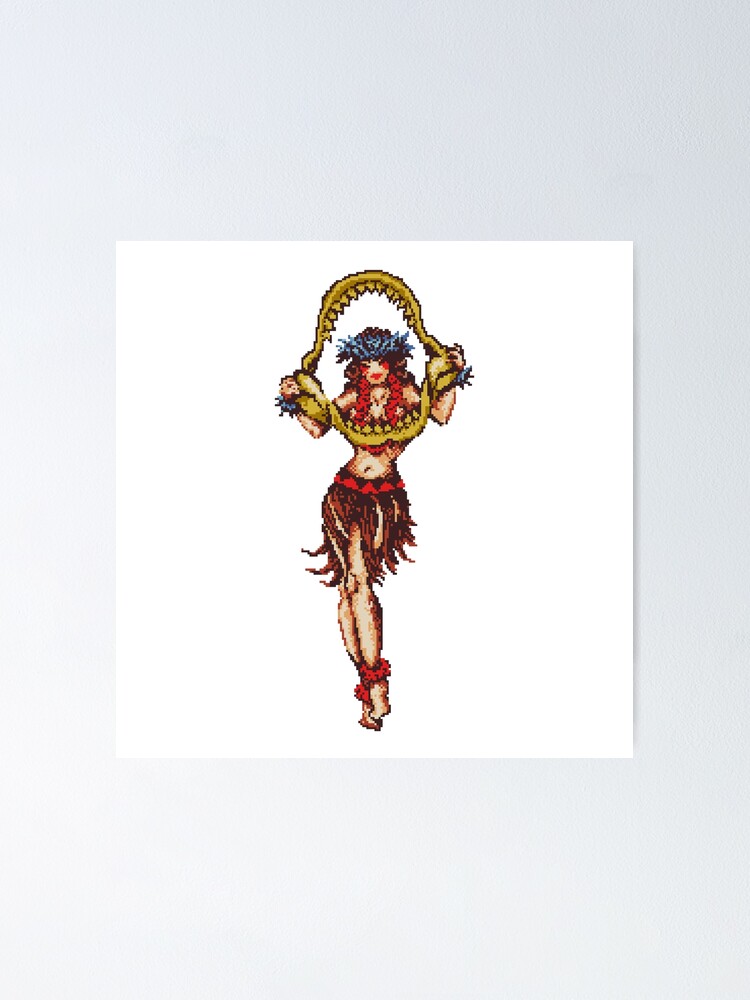 Hula Girl Pinup Tattoo Pixel Art Poster By Jamesshannon Redbubble