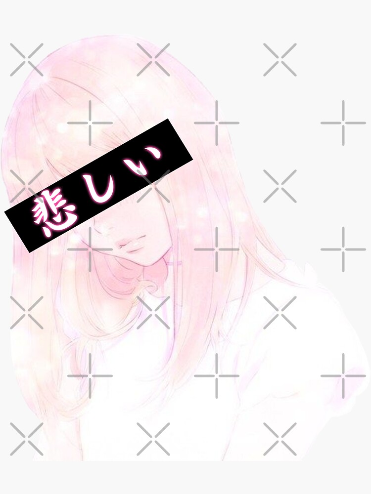 "悲しい(Sad) Anime Girl" Sticker by ReoAnime | Redbubble