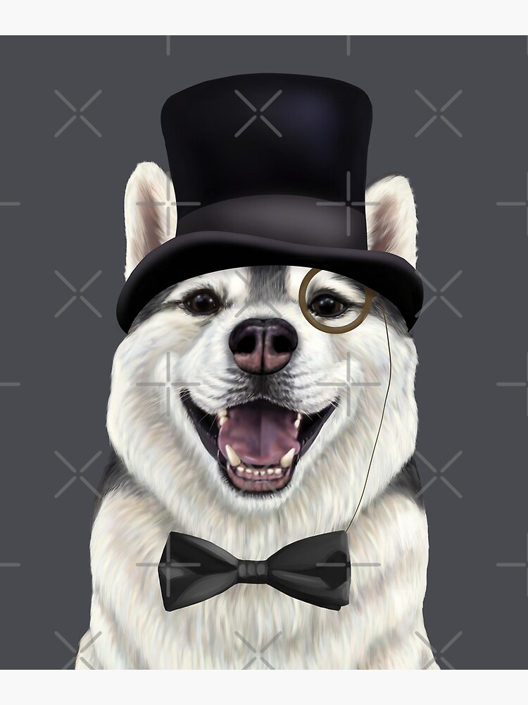 Lámina fotográfica «Dapper Husky con sombrero de copa y monóculo.» de ...