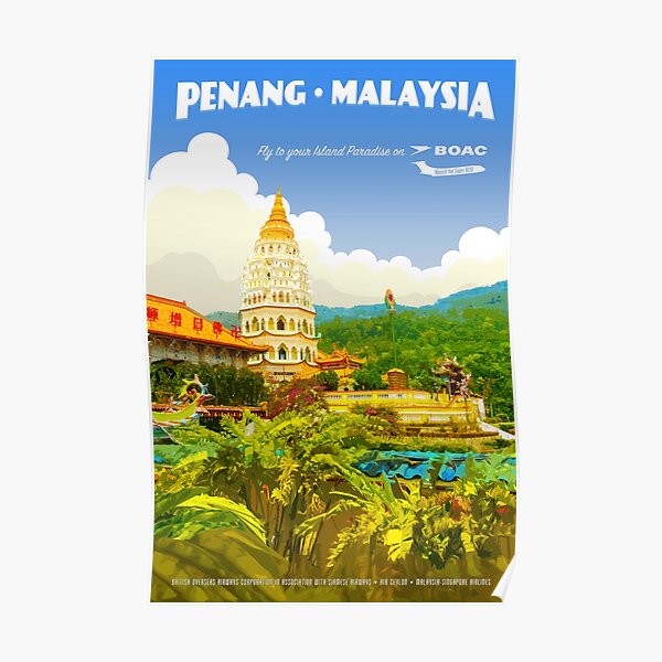"Vintage-Style Penang, Malaysia Travel Poster" Poster for Sale by ...