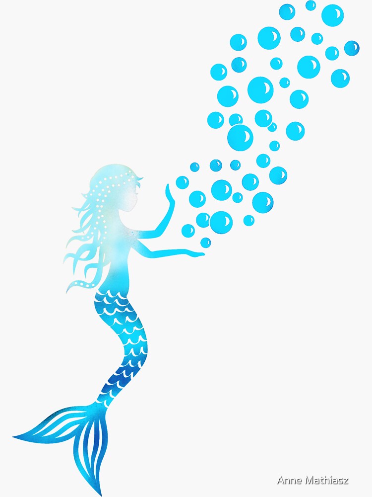 "Mermaid with water bubbles" Sticker by boom-art | Redbubble