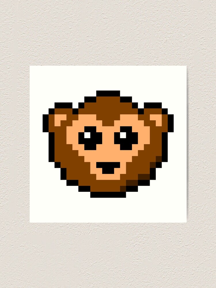 "Pixel Art Faces - Monkey" Art Print for Sale by quacksecho | Redbubble