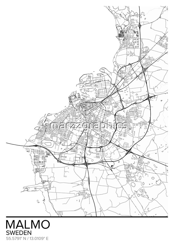 "Malmö map poster print wall art, Sweden gift printable, Home and ...