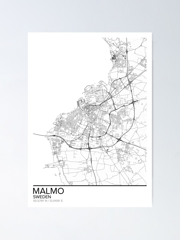Póster «Mapa de Malmö, arte de la pared con impresión de carteles ...