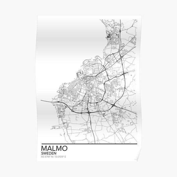 "Malmö map poster print wall art, Sweden gift printable, Home and ...