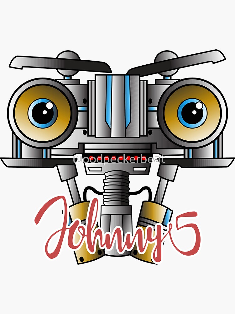 "Johnny 5 Short Circuit" Sticker for Sale by woodpeckerbeat | Redbubble