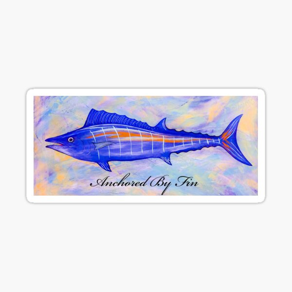 "Anchored by fin Wahoo" Sticker for Sale by barryknauff | Redbubble