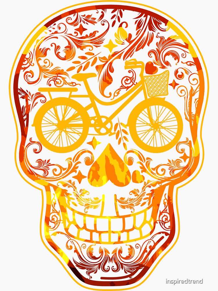 "Funny Skull Bicycle Cycling Bike Cyclist Gift" Sticker by ...