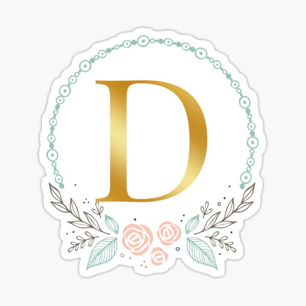 "Letter D monogram of gold flowers" Sticker for Sale by Franja2 | Redbubble