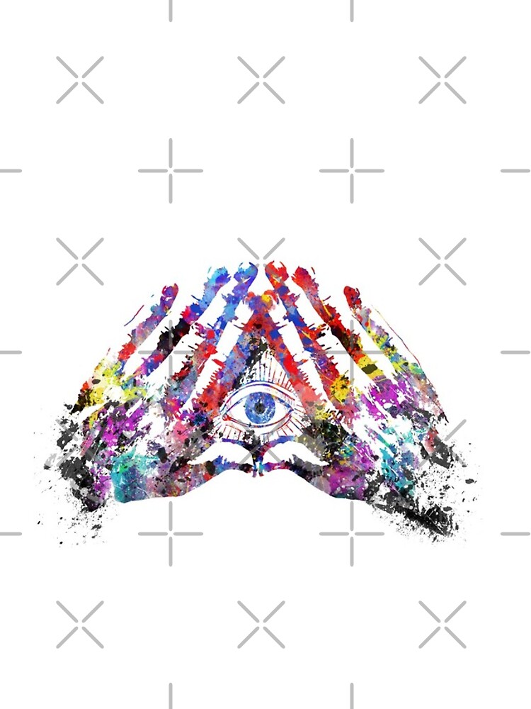 "The all seeing eye, the all seeing eye with hand, watercolor all ...
