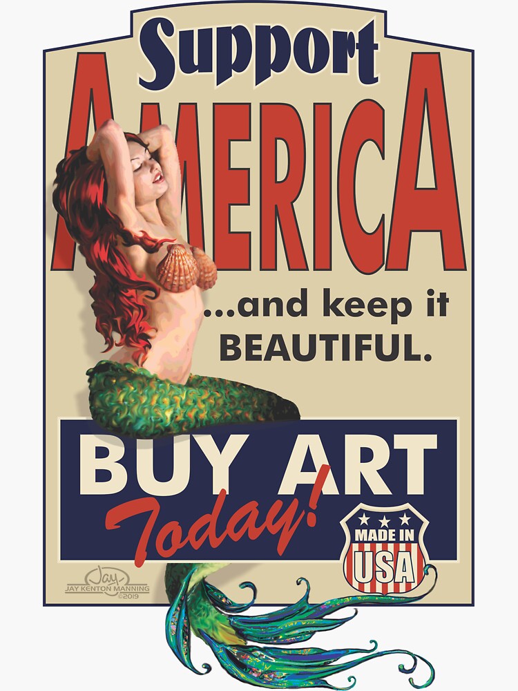 "Support America- BUY ART!" Sticker for Sale by ArtGeeky | Redbubble