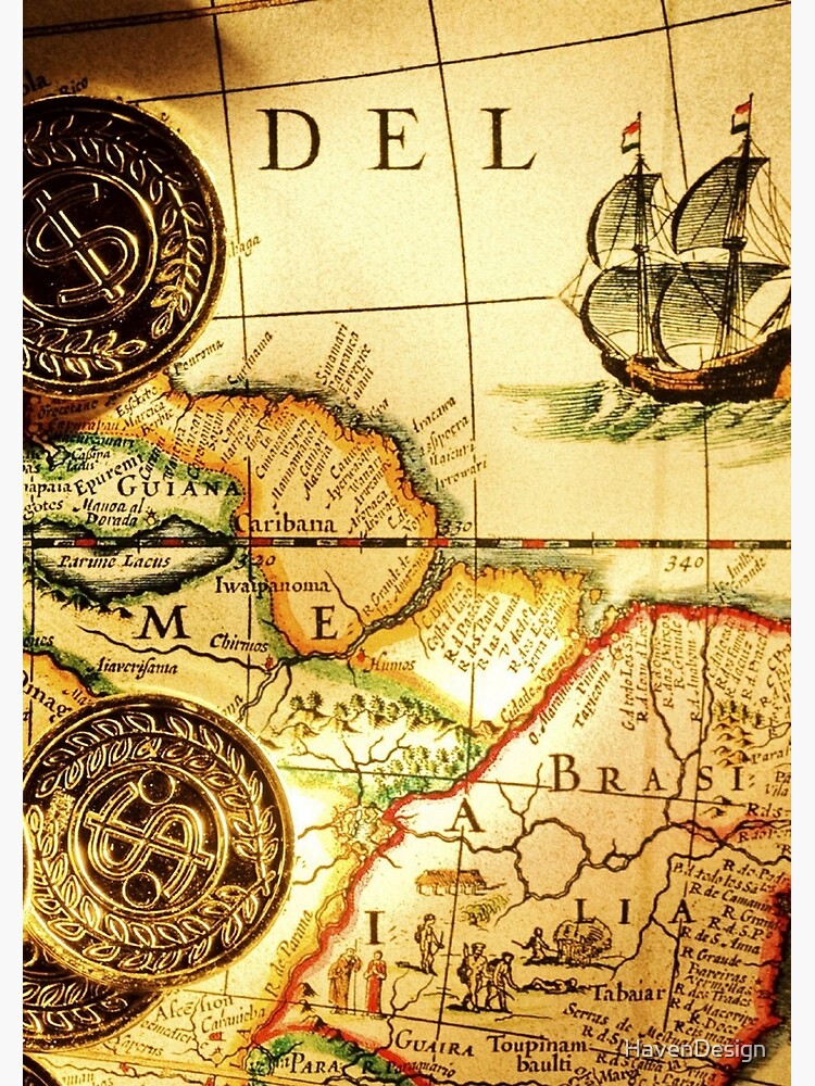 "Pirates Gold Treasure Map" Spiral Notebook for Sale by HavenDesign ...