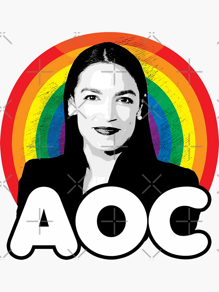 "Rainbow AOC" Sticker for Sale by popdesigner | Redbubble