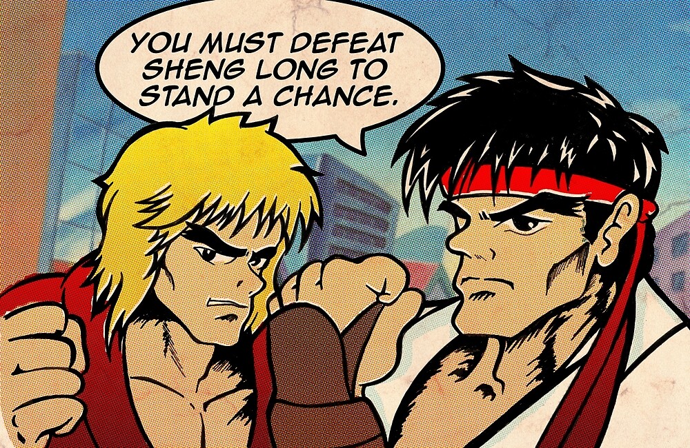 "Street Fighter II Pop Art Ryu Ken Comic Shenglong" by VirtuaRicky ...