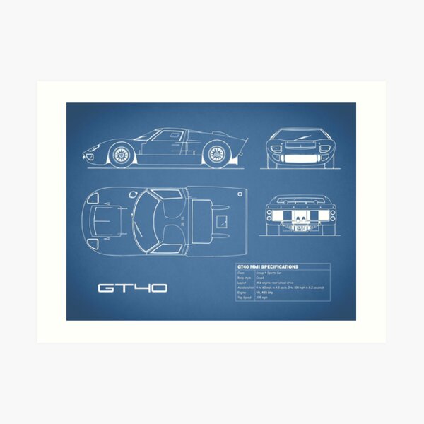 "The GT40 Blueprint" Art Print by rogue-design | Redbubble