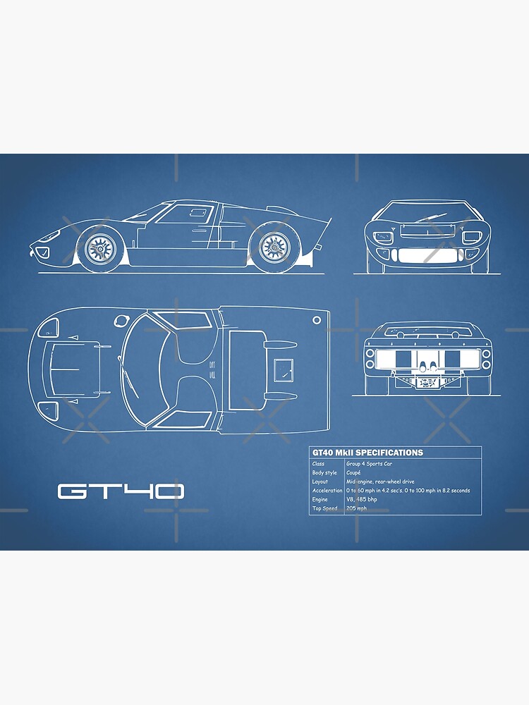The GT40 Blueprint Premium Matte Vertical Poster sold by Gaurav Solanki ...