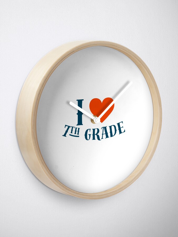 "I Heart 7th Grade Love School Uniform Heart Graphic" Clock for Sale by ...