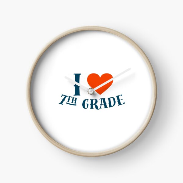"I Heart 7th Grade Love School Uniform Heart Graphic" Clock for Sale by ...
