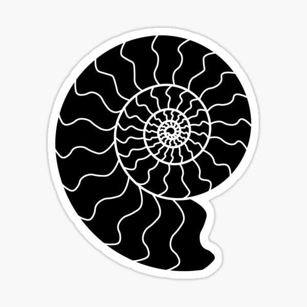 "Ammonite - Geology Fossil With Black Fill" Sticker by MadPanda | Redbubble