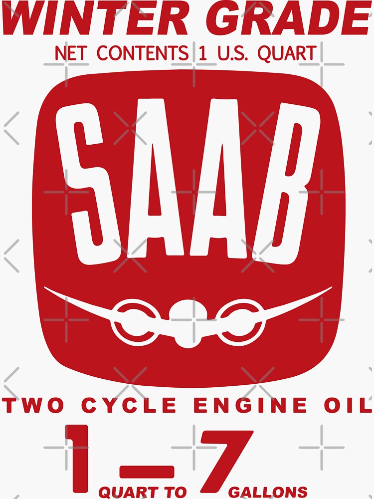 "SAAB Winter Grade Oil" Sticker for Sale by saabatomic | Redbubble