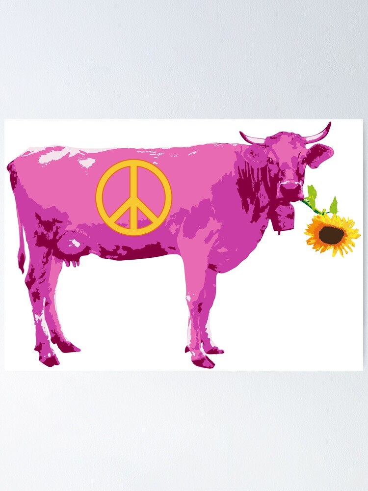 "Peace Cow with Peace Sign" Poster by un-artiges | Redbubble