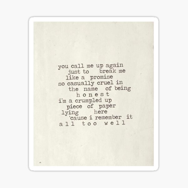 I Remember It All Too Well Stickers | Redbubble