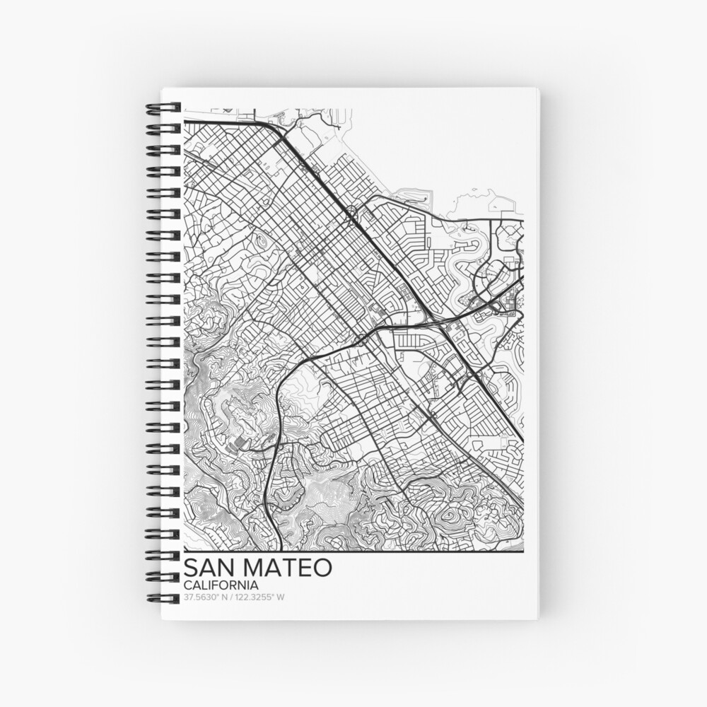 Cuaderno de espiral «Mapa de San Mateo, arte de la pared con impresión ...