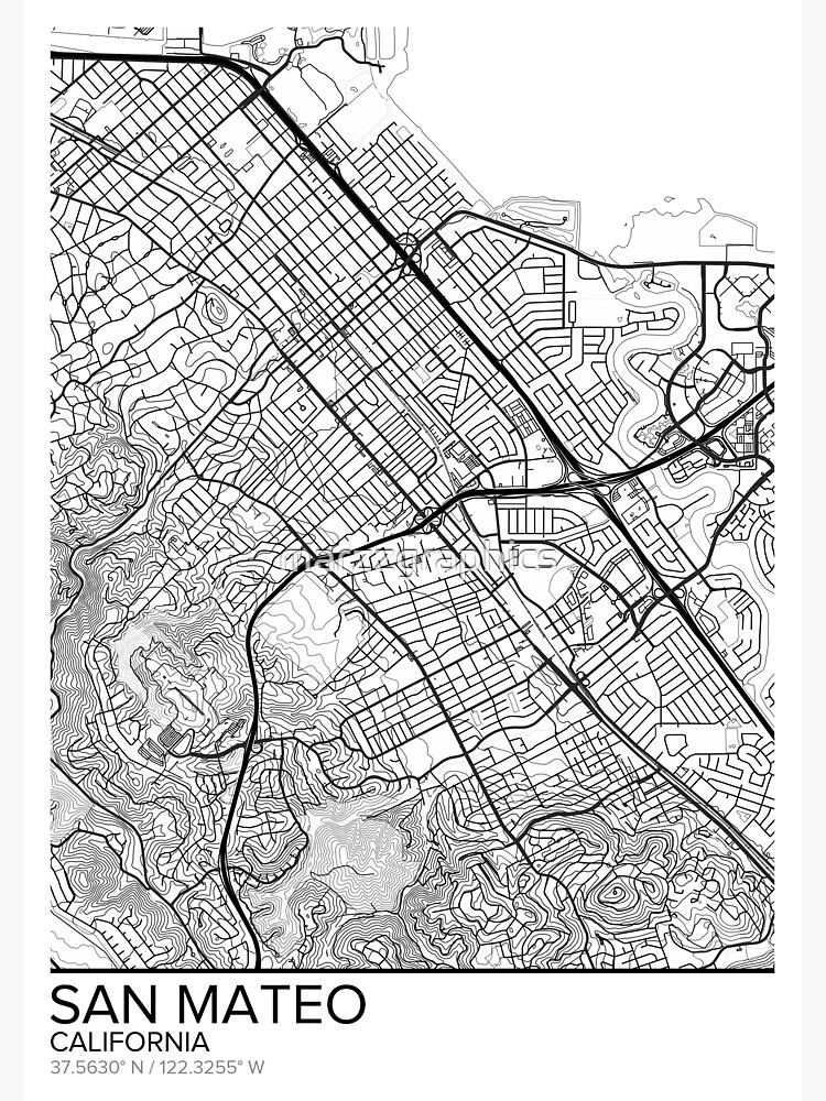 Lámina fotográfica «Mapa de San Mateo, arte de la pared con impresión ...