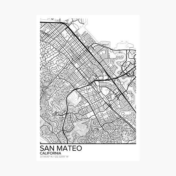 Lámina fotográfica «Mapa de San Mateo, arte de la pared con impresión ...