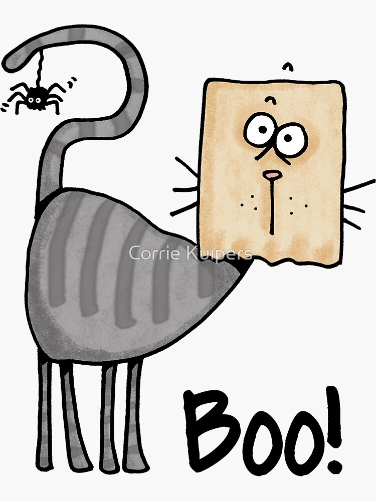 "Boo ! kitty" Sticker for Sale by cfkaatje | Redbubble