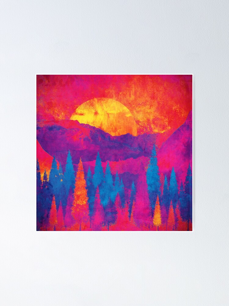 "Neon Landscape Painting" Poster for Sale by Leksal | Redbubble